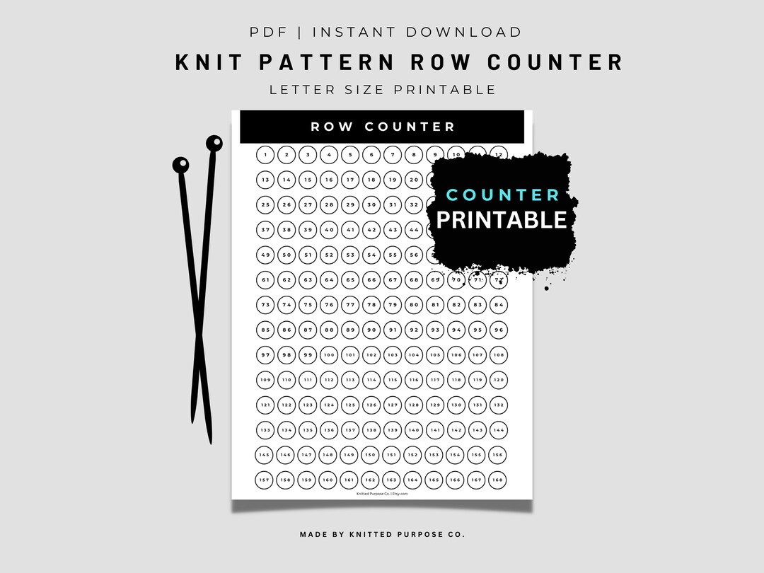 Knitting Row Counter Printable: Beginner Knit Pattern (PDF Download) - Etsy