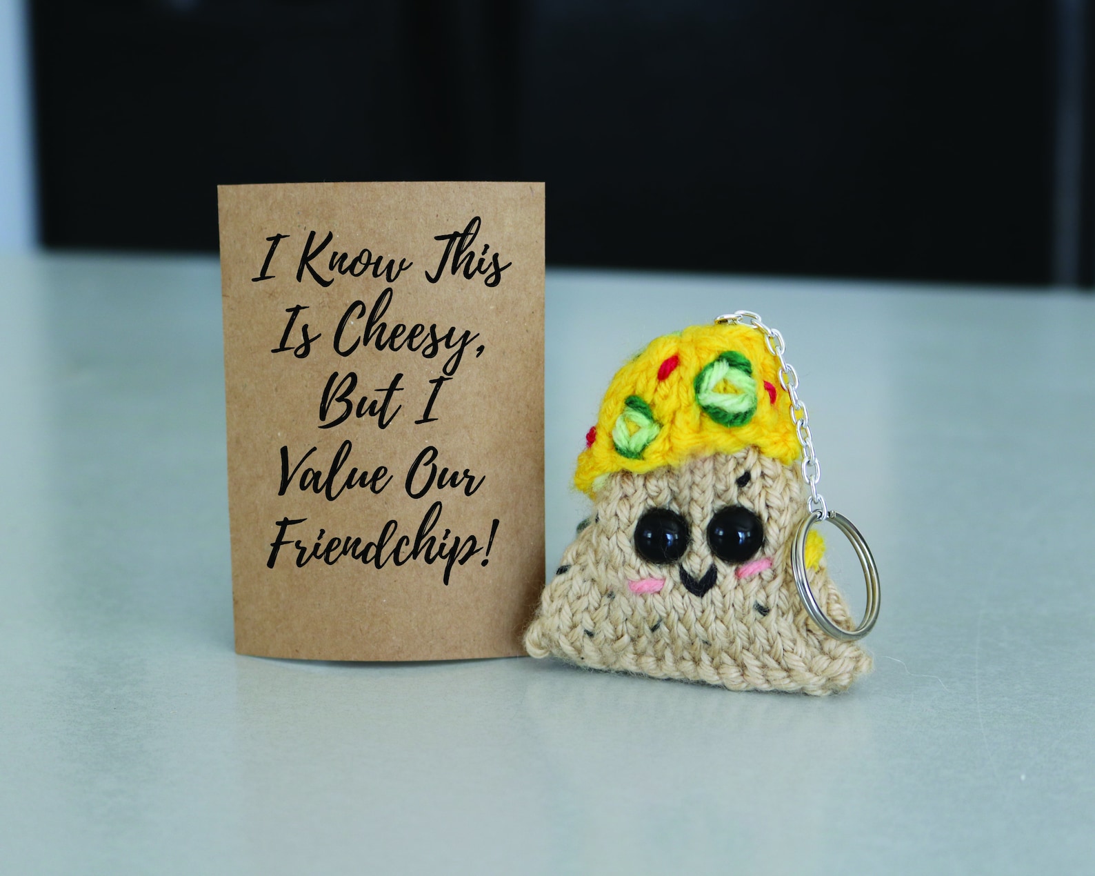 Miniature Knit Nigel the Nacho Cheese/queso Dip Chip Plushy Keychain ...