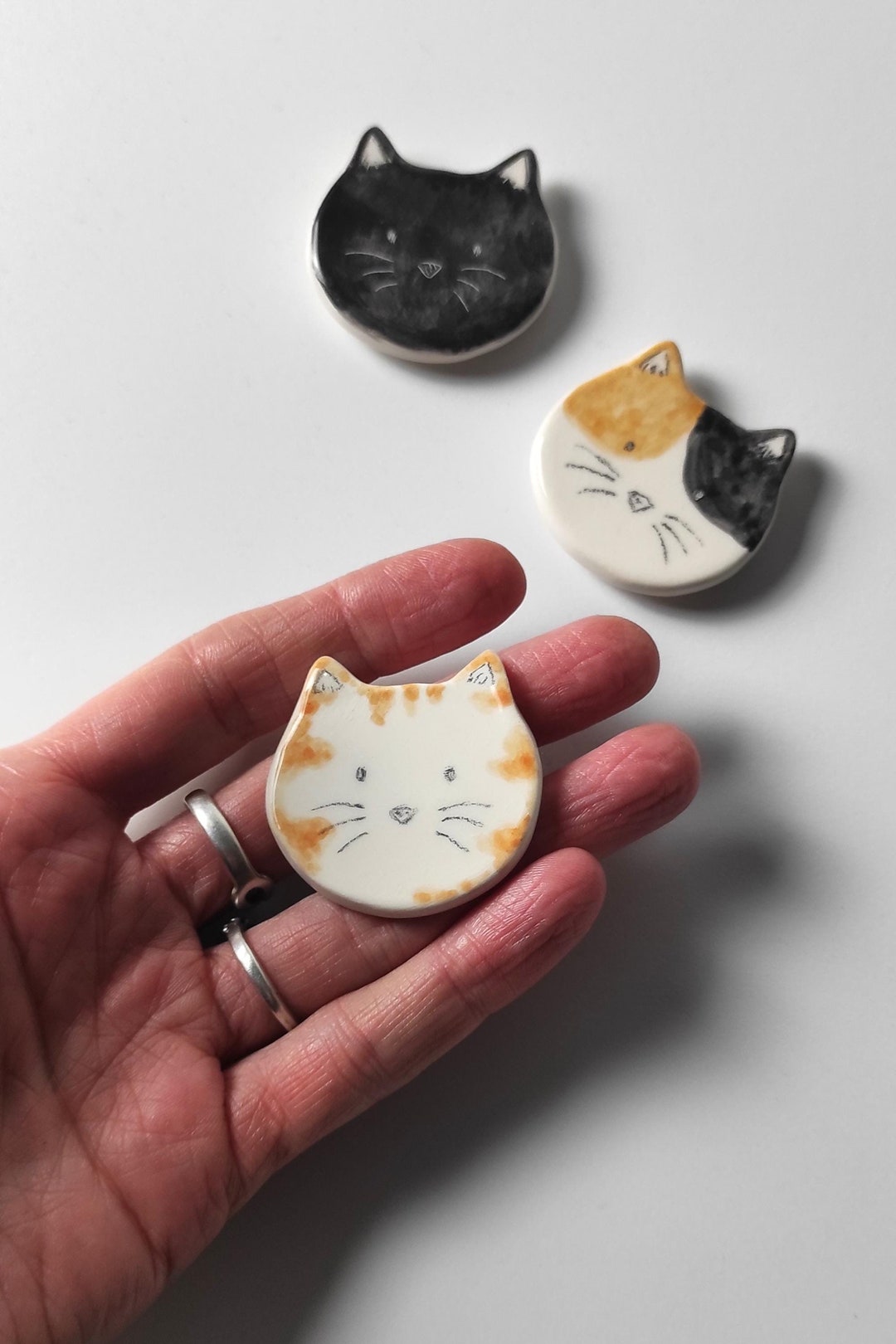 Ceramic Refrigerator Magnets, Set of Three Magnets, Cat Magnets. - Etsy