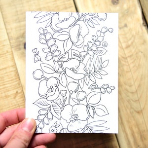 Set of 6 Coloring Cards Floral Color Cards Coloring - Etsy