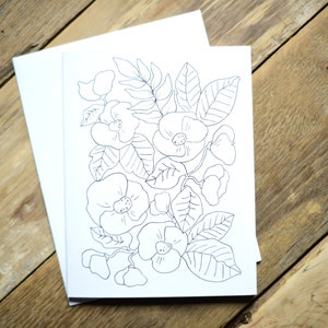 Set of 6 Coloring Cards Flower Coloring Card Set | Etsy
