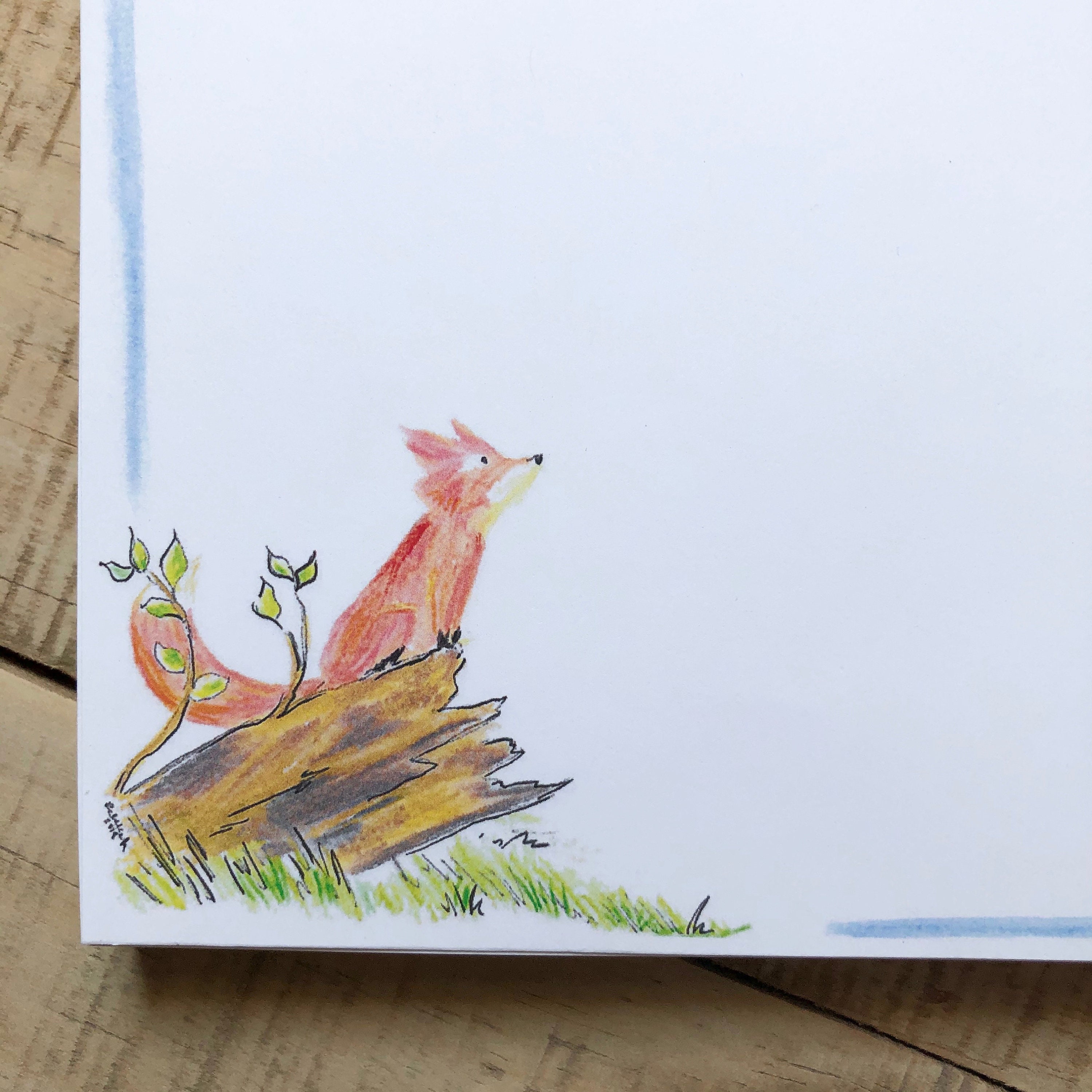 Fox Stationary Blue Bordered Notepad 75 Pages 5x7 - Etsy