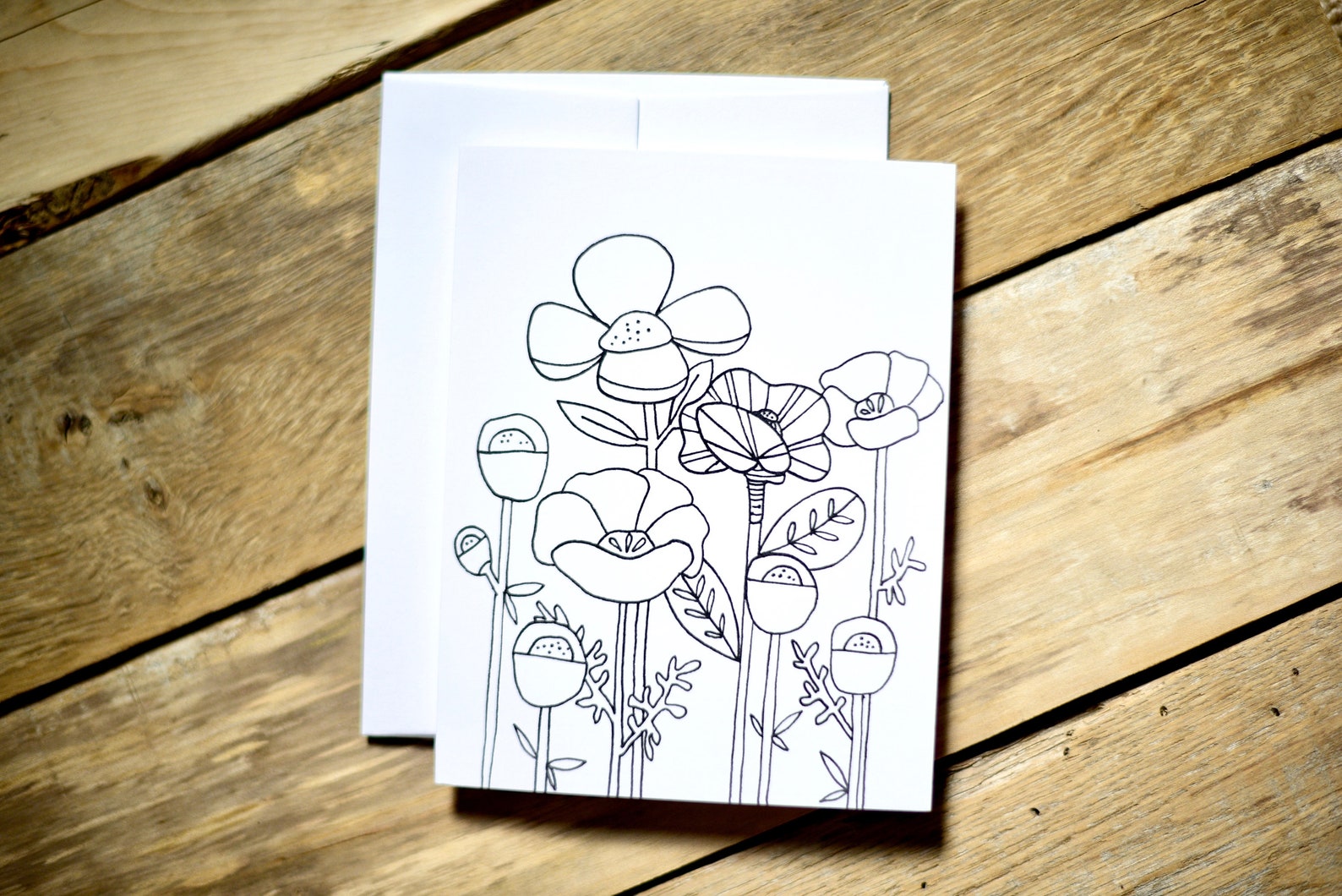 Set of 6 A2 Size Color It Yourself Cards 6 Different - Etsy