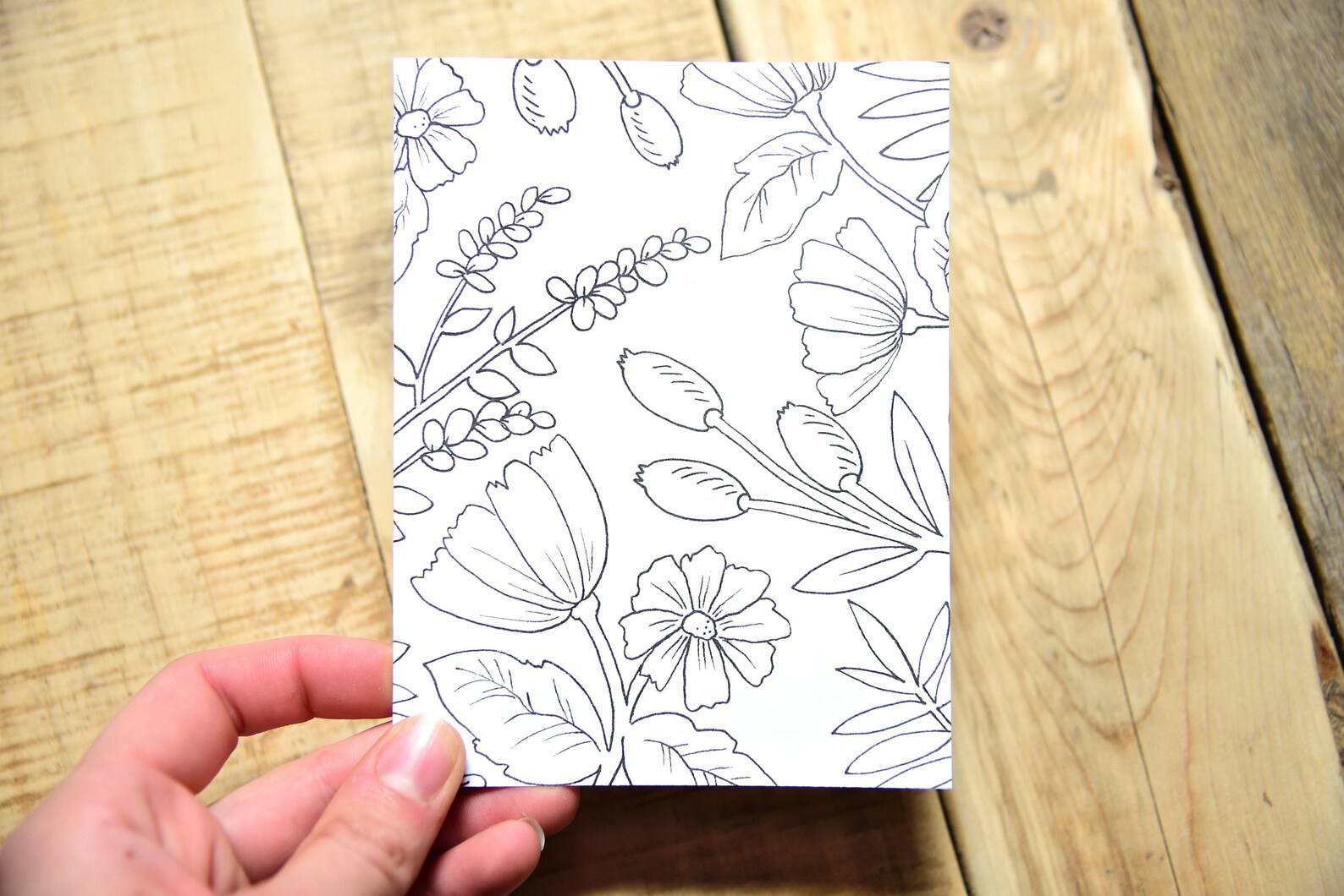 Set of 6 Coloring Cards Floral Color Cards Coloring - Etsy