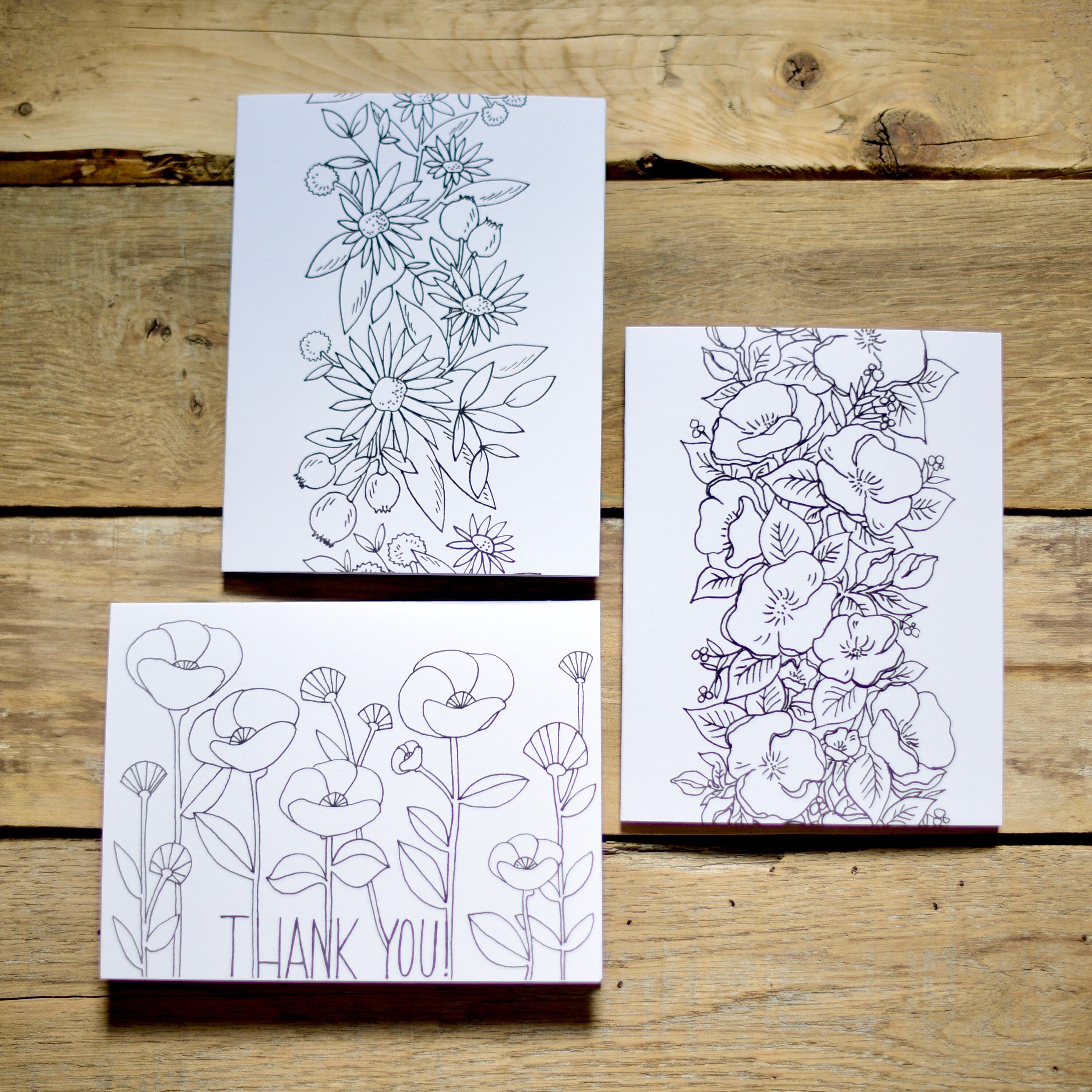 Set of 6 A2 Size Color It Yourself Cards 6 Different - Etsy