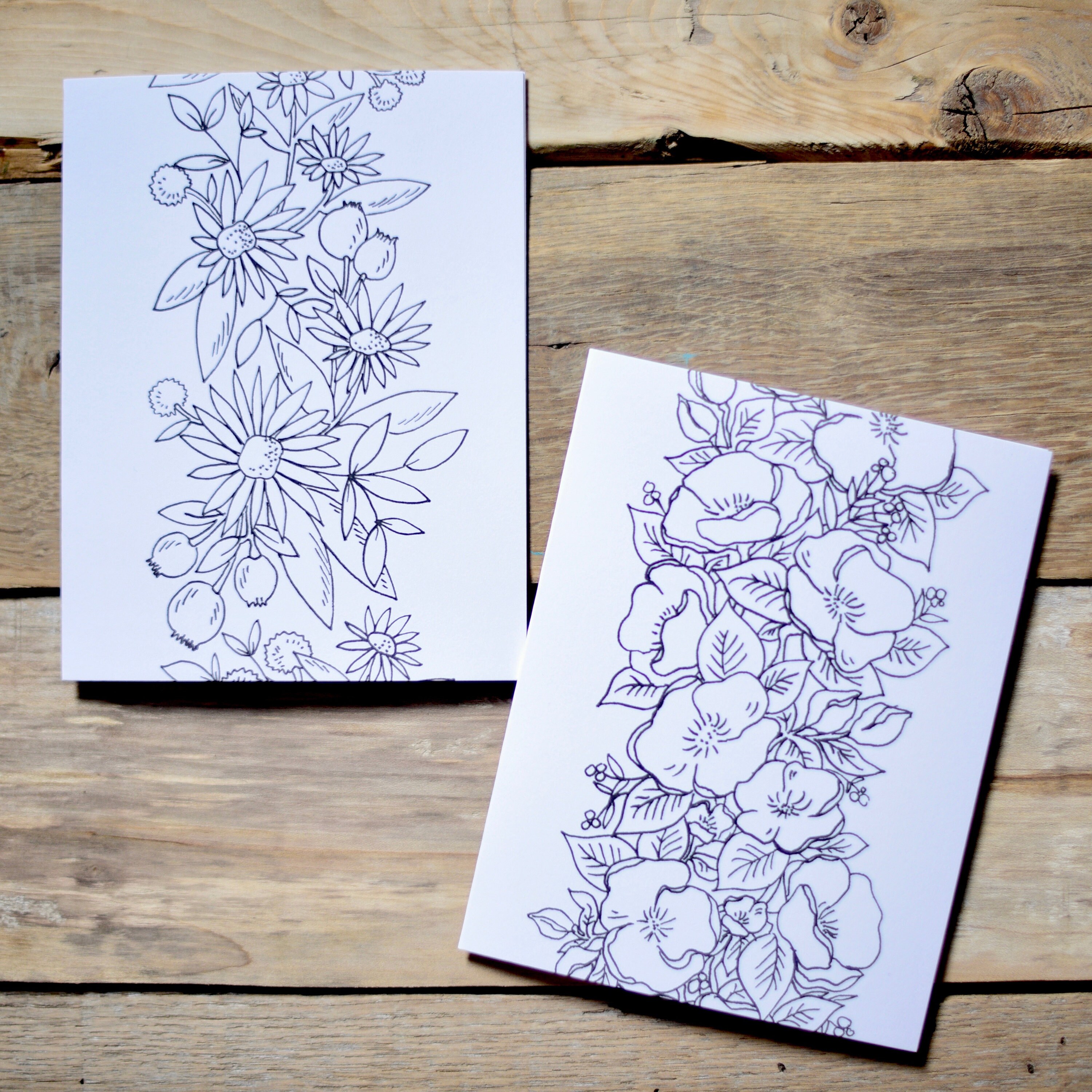 Set of 6 A2 Size Color It Yourself Cards 6 Different - Etsy