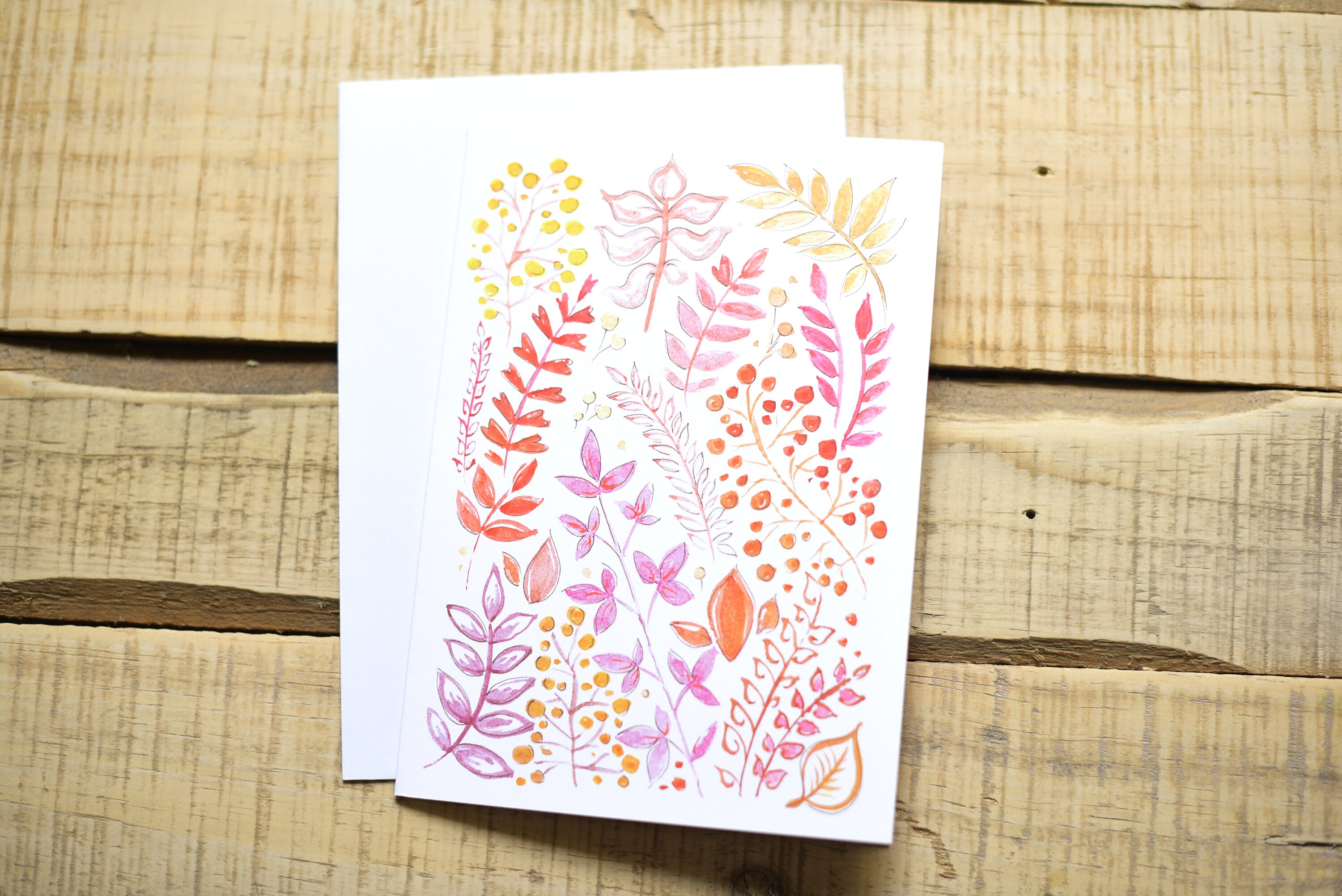 Set of 6 Watercolor Leaf Greeting Cards Everyday Cards | Etsy