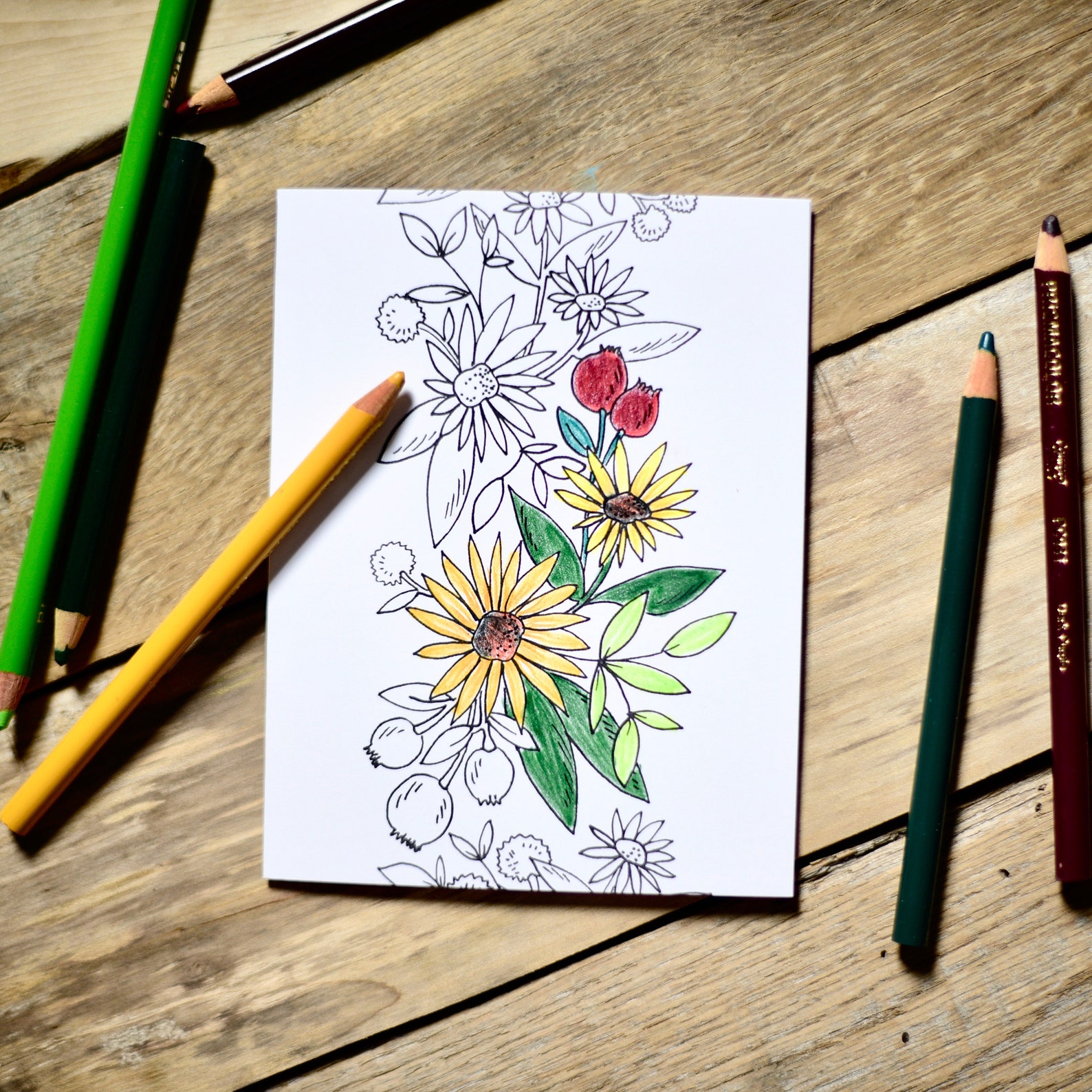 Set of 6 A2 Size Color It Yourself Cards 6 Different - Etsy