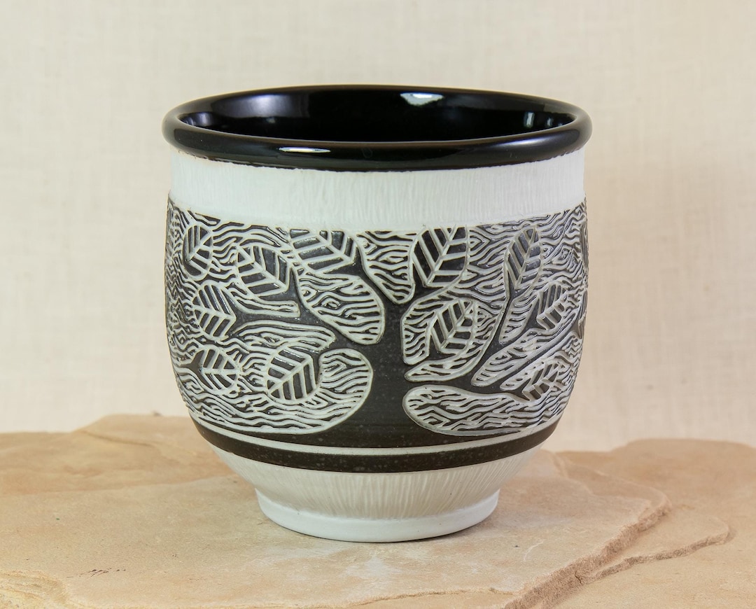Hand Carved Porcelain Tree Bowl - Handmade and Carved Ceramic Bowl - 3 ...