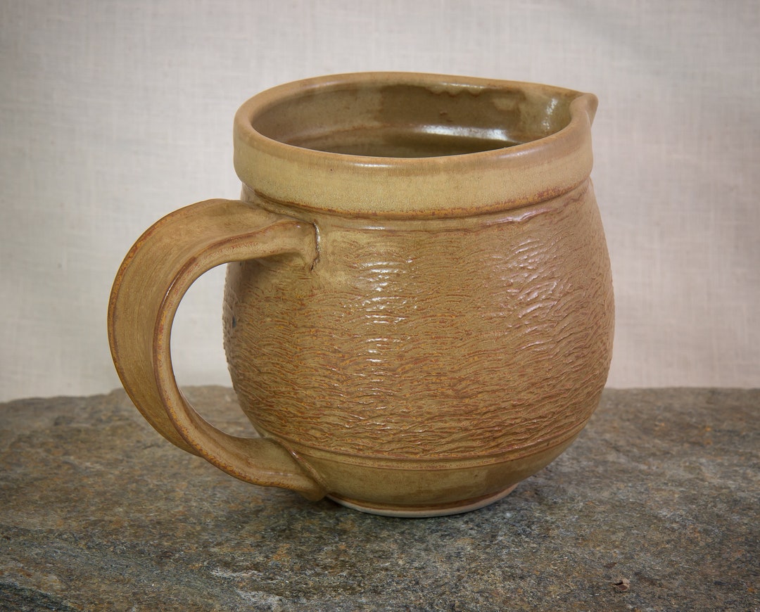 Hand Carved Stoneware Pitcher - Wheel Thrown Pottery Pitcher - Earthen ...