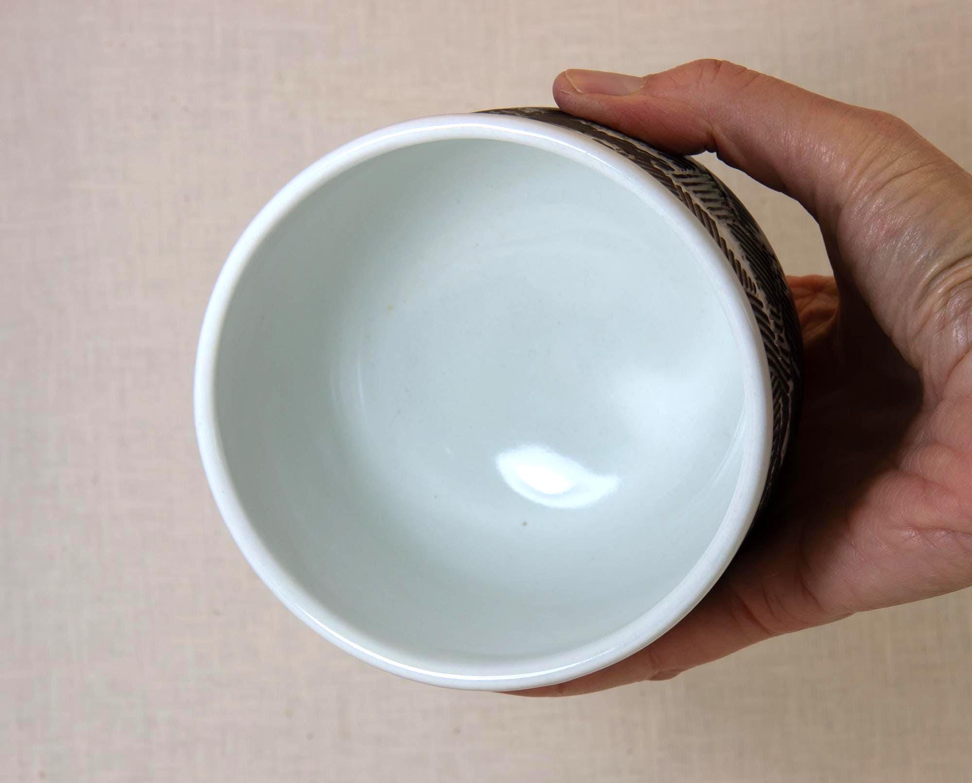 Black and White Mountain Bowl - Hand Carved Porcelain Sgraffito Bowl ...