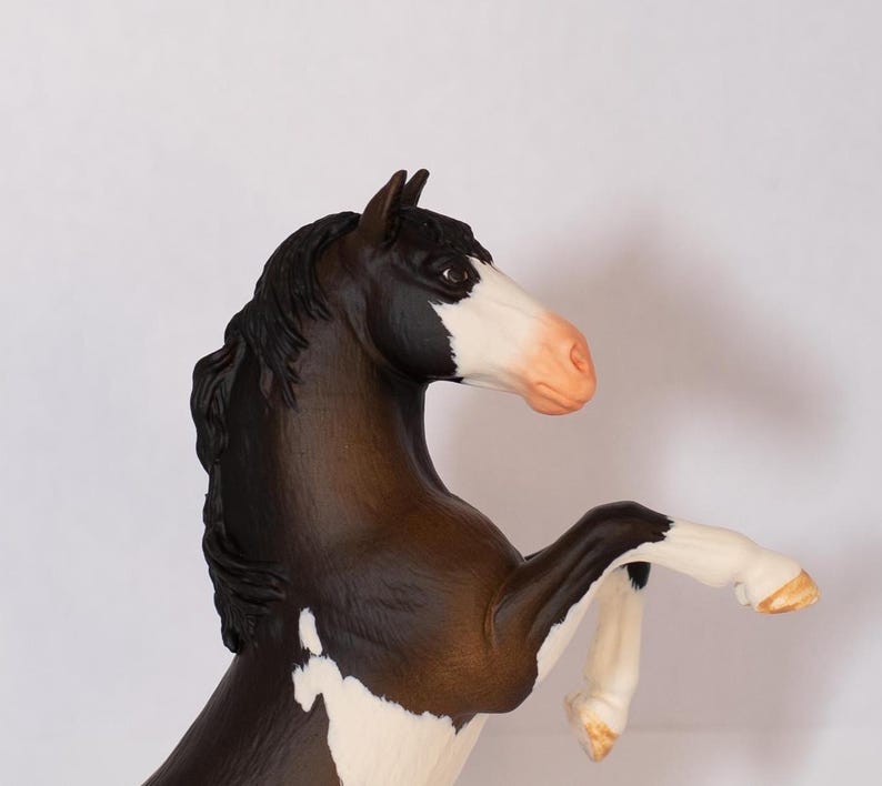 Ooak Custom Repaint Rearing Mustang Stallion to Splash Bay Pinto With ...