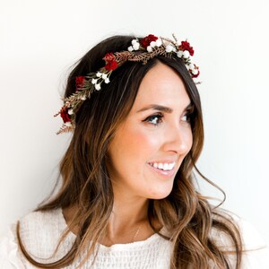 MAROON FLOWER CROWN, Woodsy Crown, Bride, Flower Girl Crown, Bridal ...