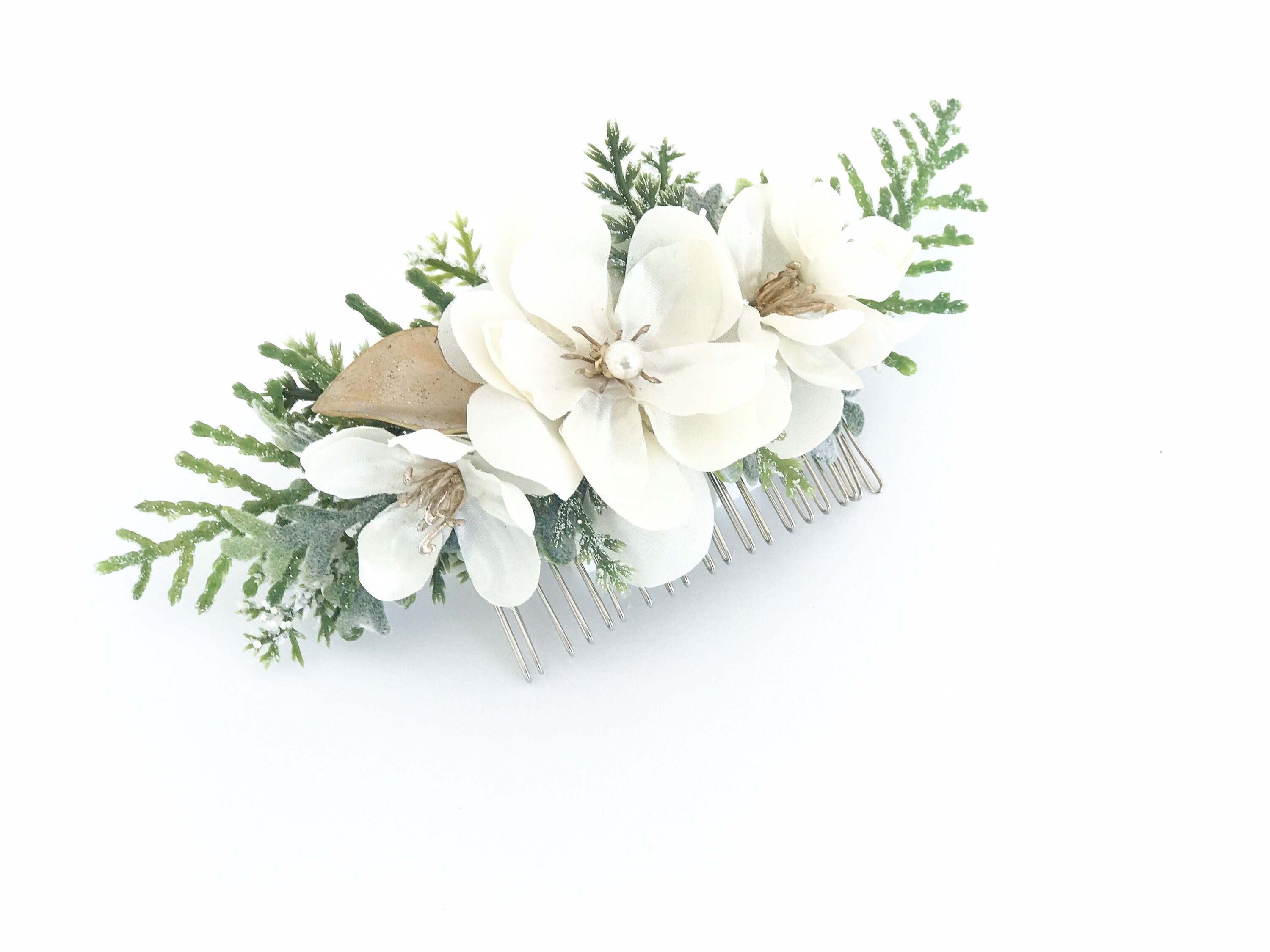 Ivory Flower Comb Floral Comb Hair Comb Bride Flower Comb | Etsy