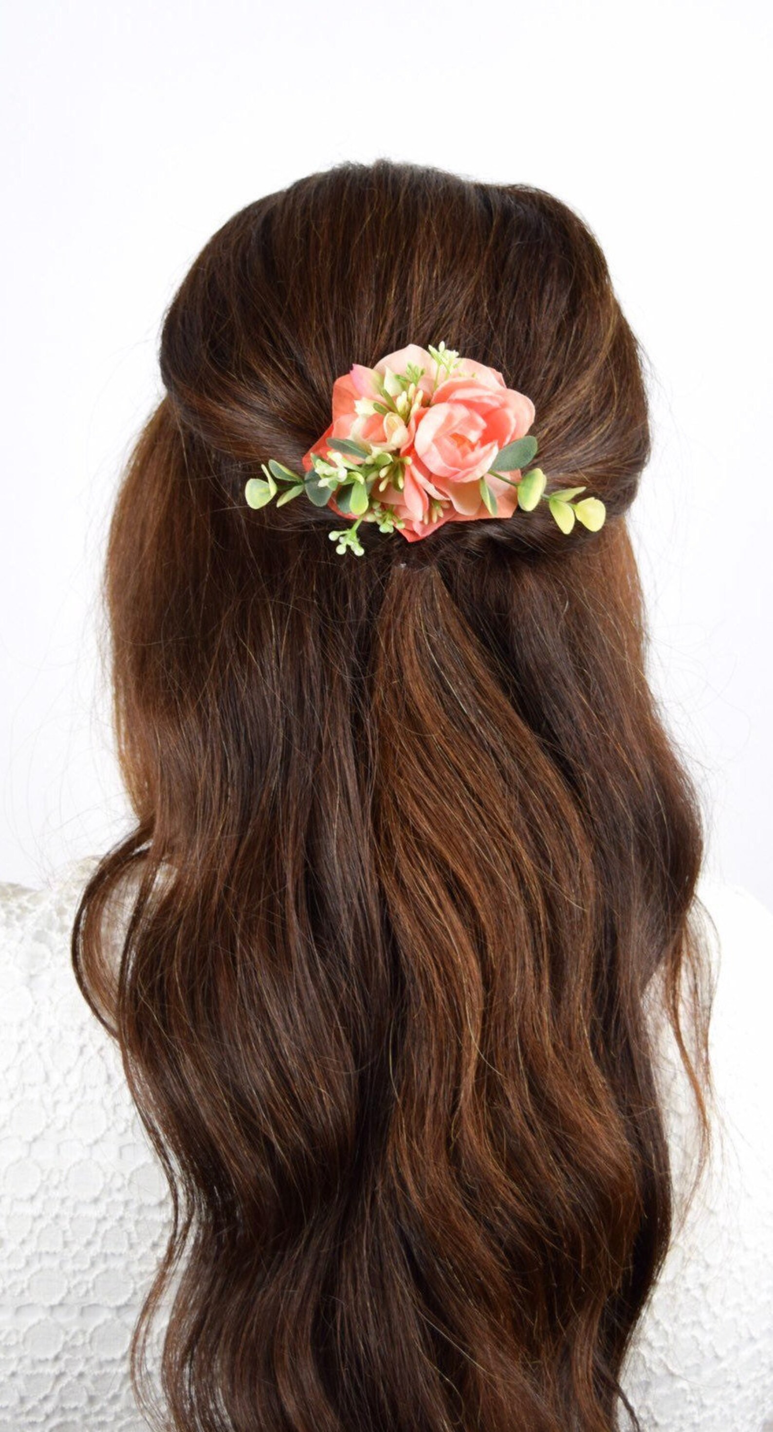 Peach Hair Clip Eucalyptus Hair Clip Bride Hair Clip - Etsy