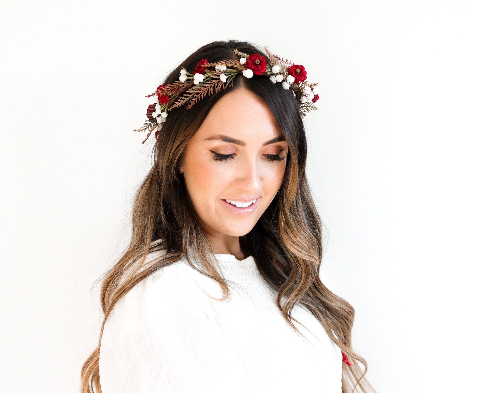 MAROON FLOWER CROWN Woodsy Crown Bride Flower Girl Crown - Etsy