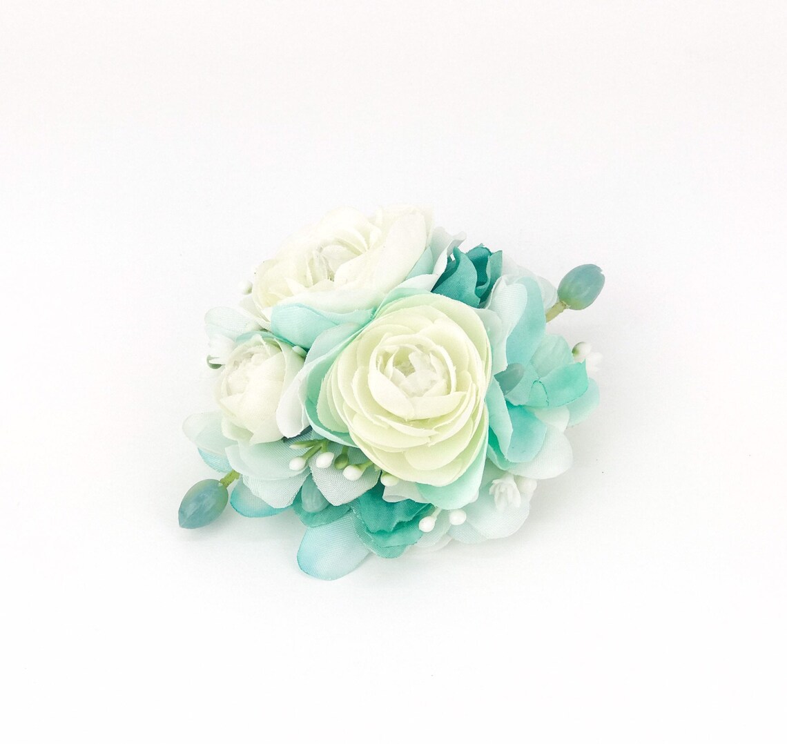 Blue Flower Clip Flower Hair Clip Silk Hair Clip Bride - Etsy