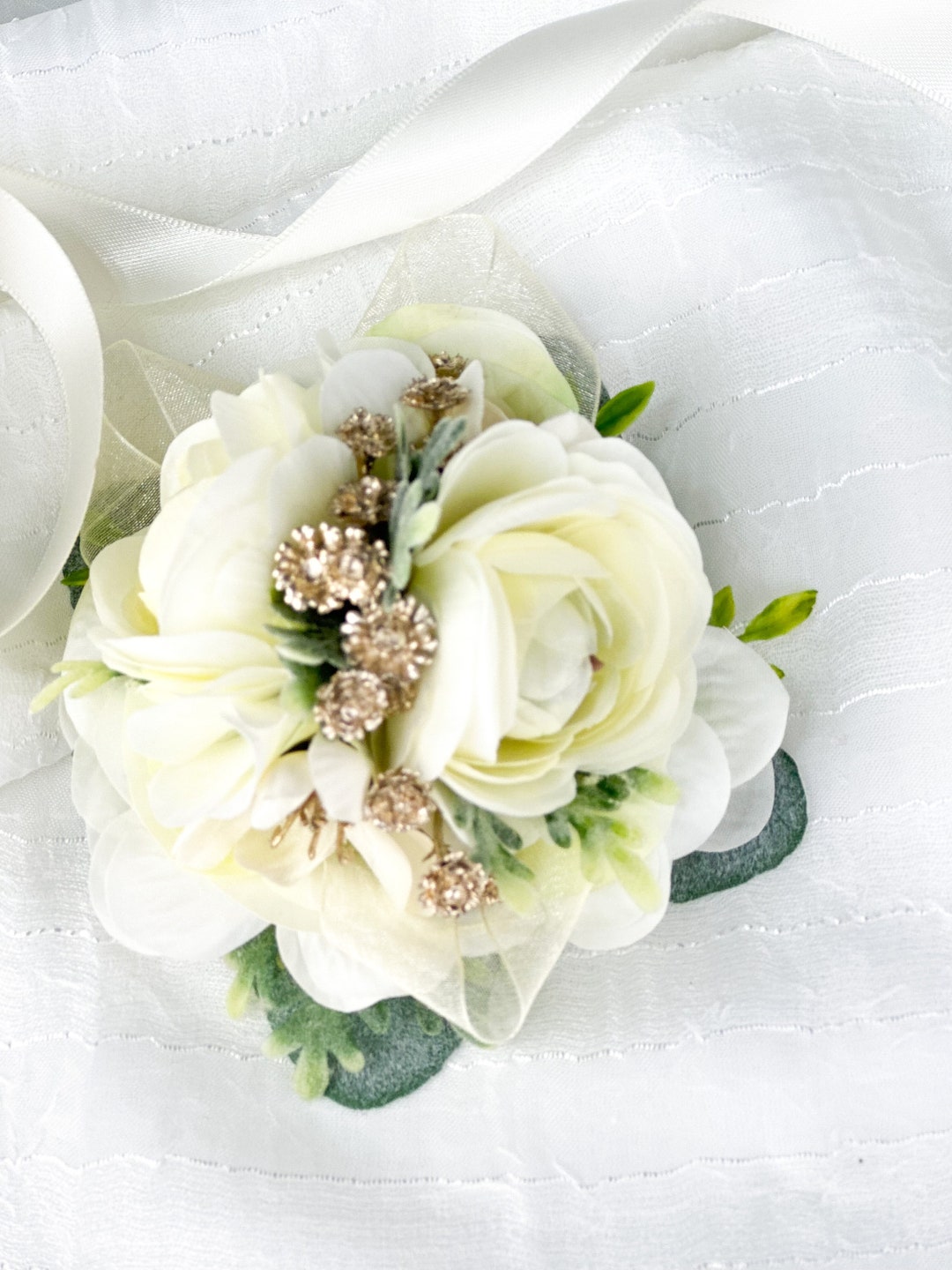 Ivory Corsage, Keepsake Wrist Corsage, Prom Corsage, Bridesmaid Corsage ...