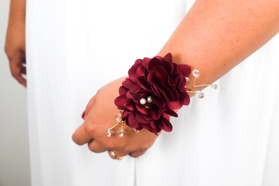 Maroon Corsage Wedding Corsages Bride Bridesmaids Prom | Etsy