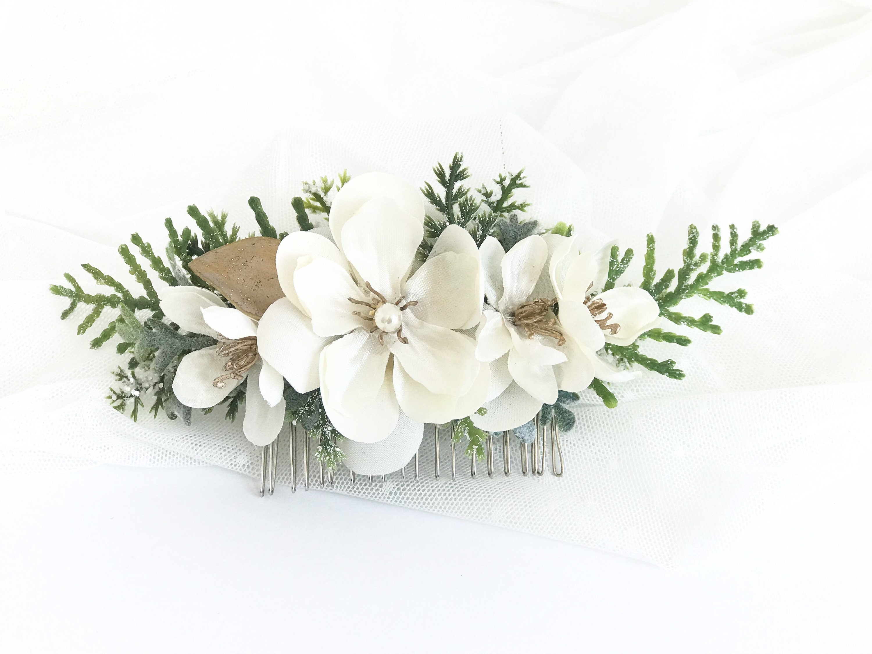 Ivory Flower Comb Floral Comb Hair Comb Bride Flower Comb | Etsy