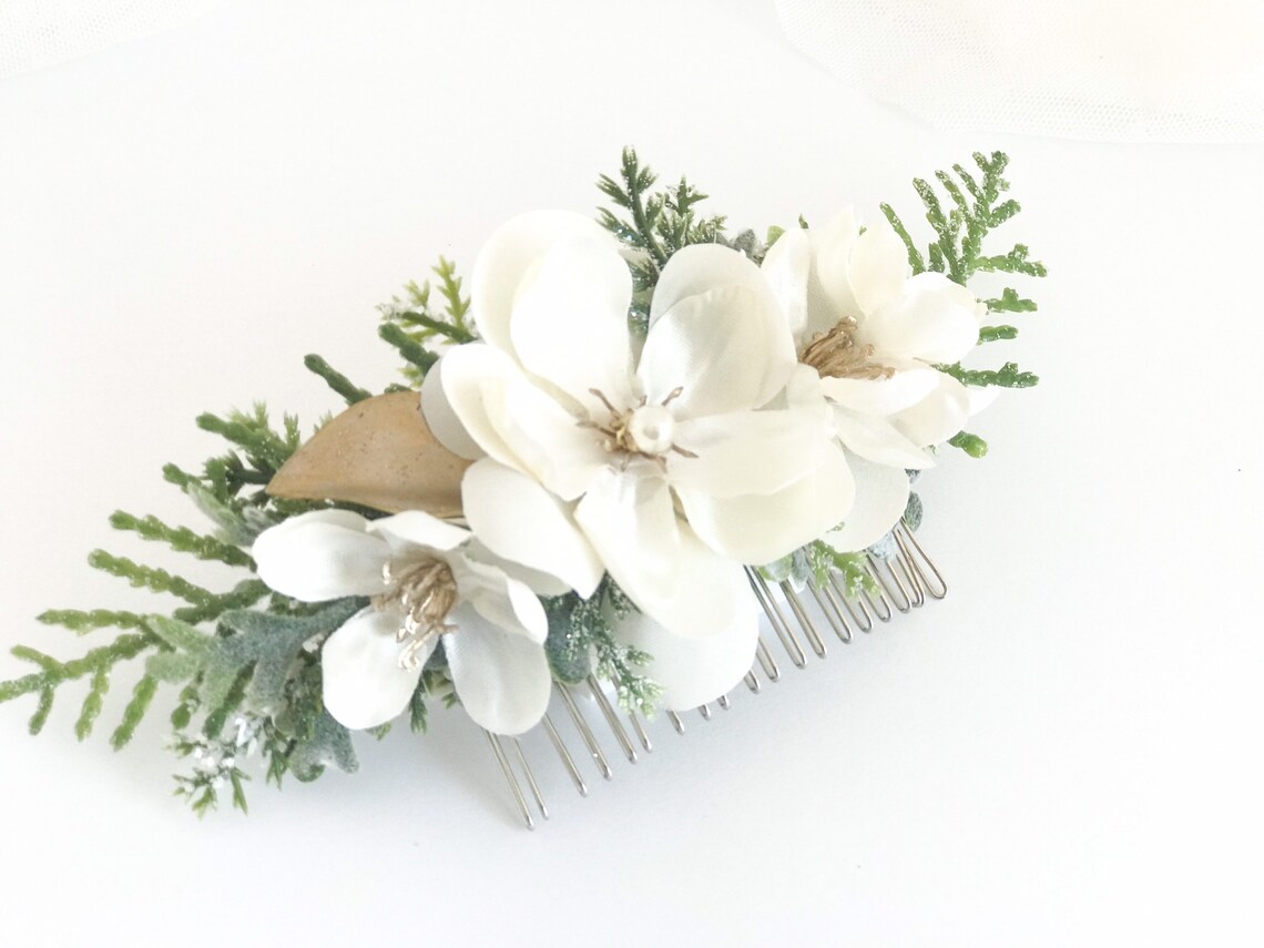Ivory Flower Comb Floral Comb Hair Comb Bride Flower Comb | Etsy