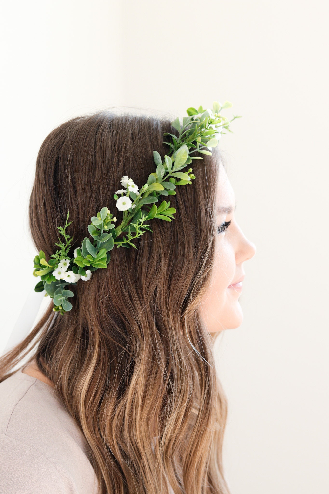 Bride Flower Crown Greenery Crown Flower Crown Eucalyptus - Etsy