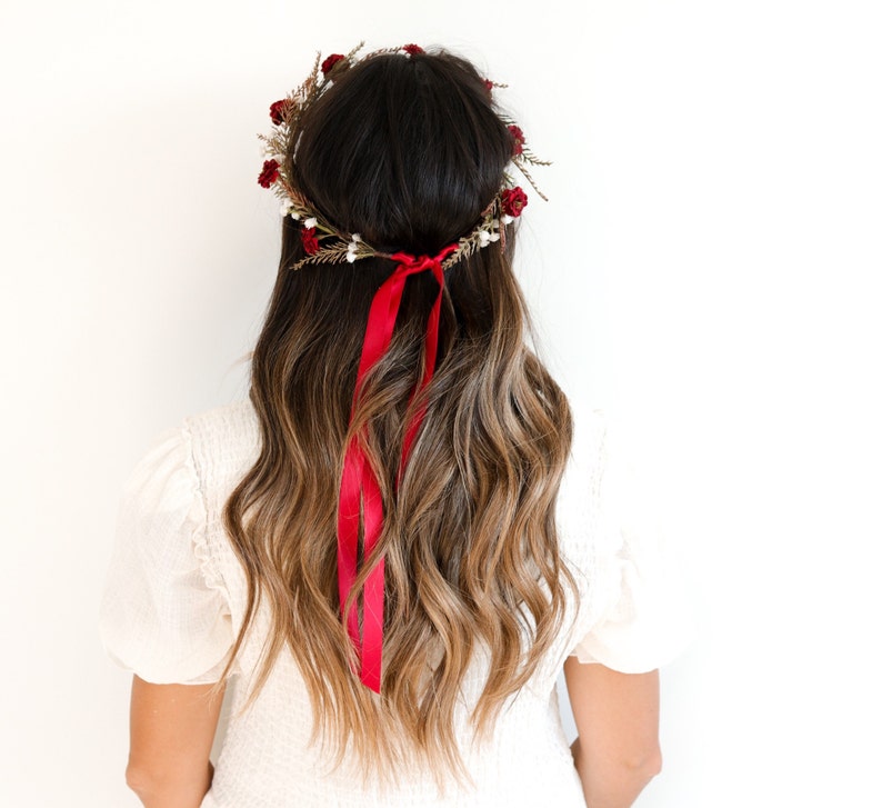 MAROON FLOWER CROWN Woodsy Crown Bride Flower Girl Crown - Etsy