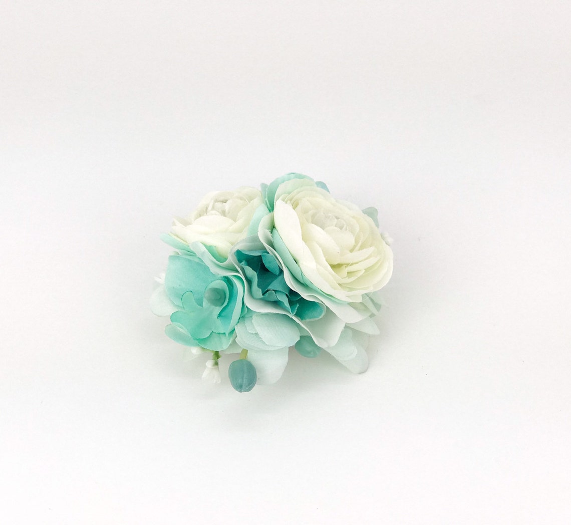 Blue Flower Clip Flower Hair Clip Silk Hair Clip Bride - Etsy