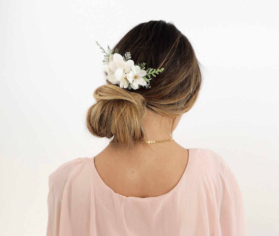 Ivory Flower Comb Floral Comb Hair Comb Bride Flower Comb | Etsy