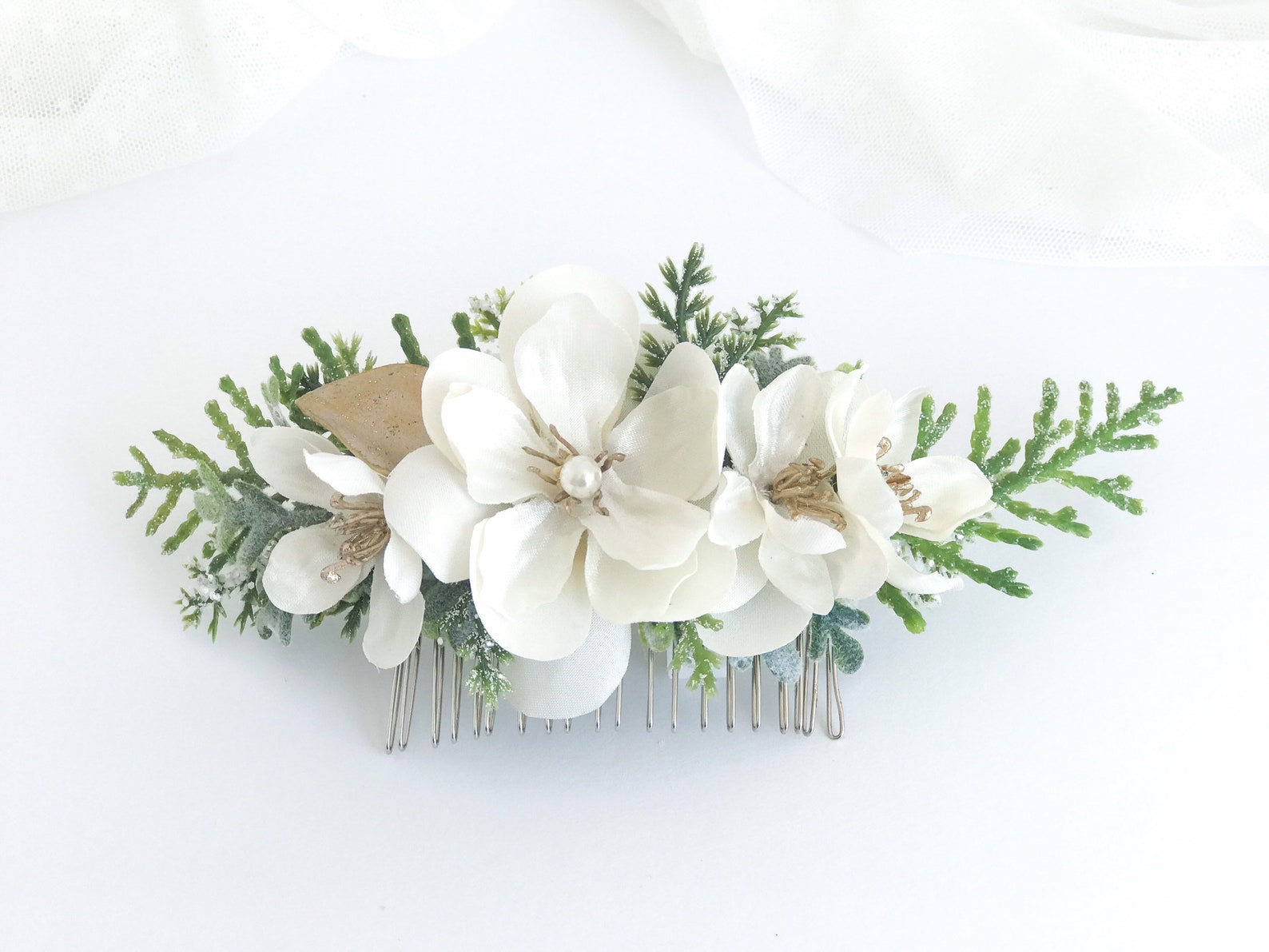 Ivory Flower Comb Floral Comb Hair Comb Bride Flower Comb | Etsy