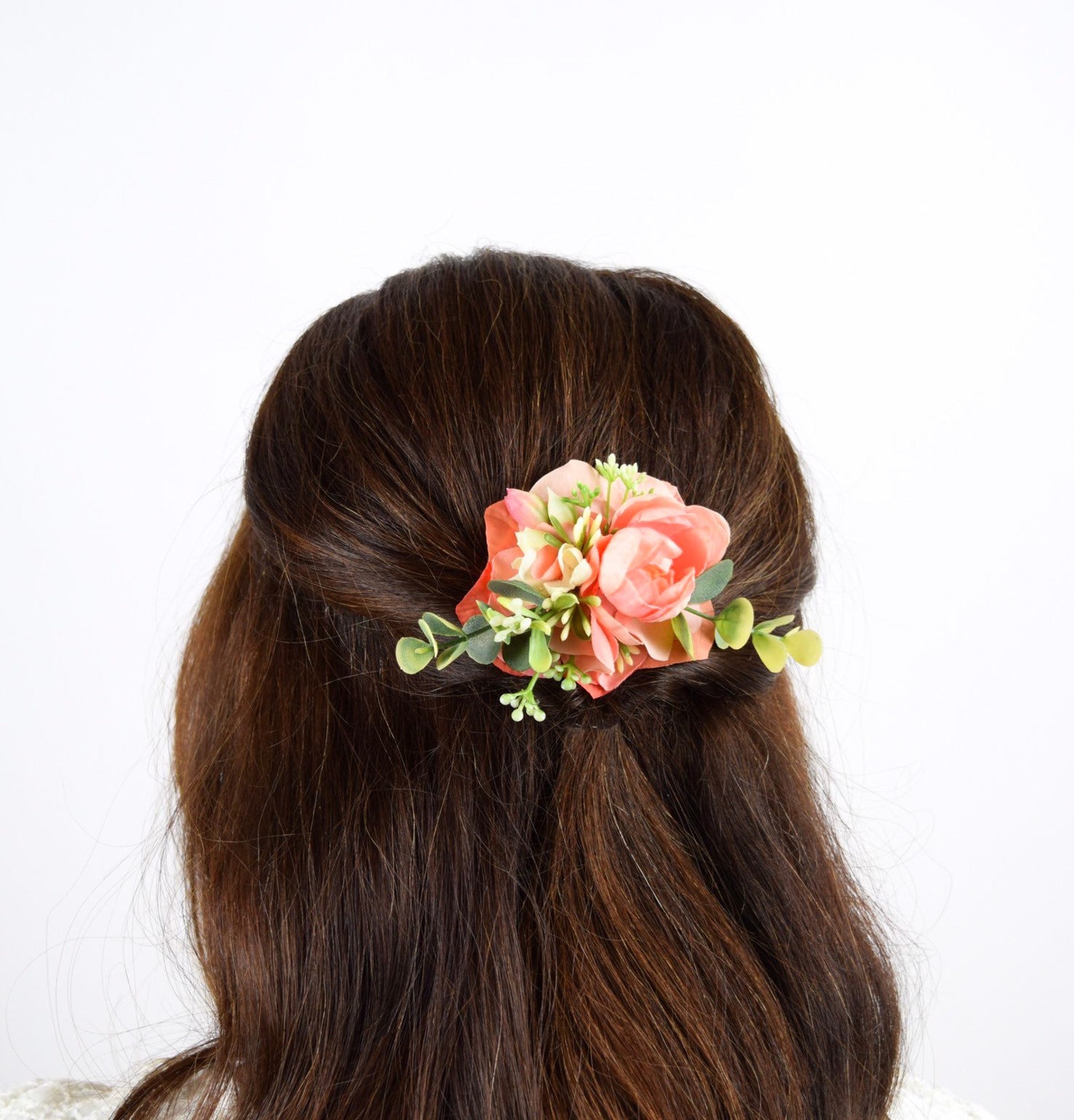 Peach Hair Clip Eucalyptus Hair Clip Bride Hair Clip - Etsy