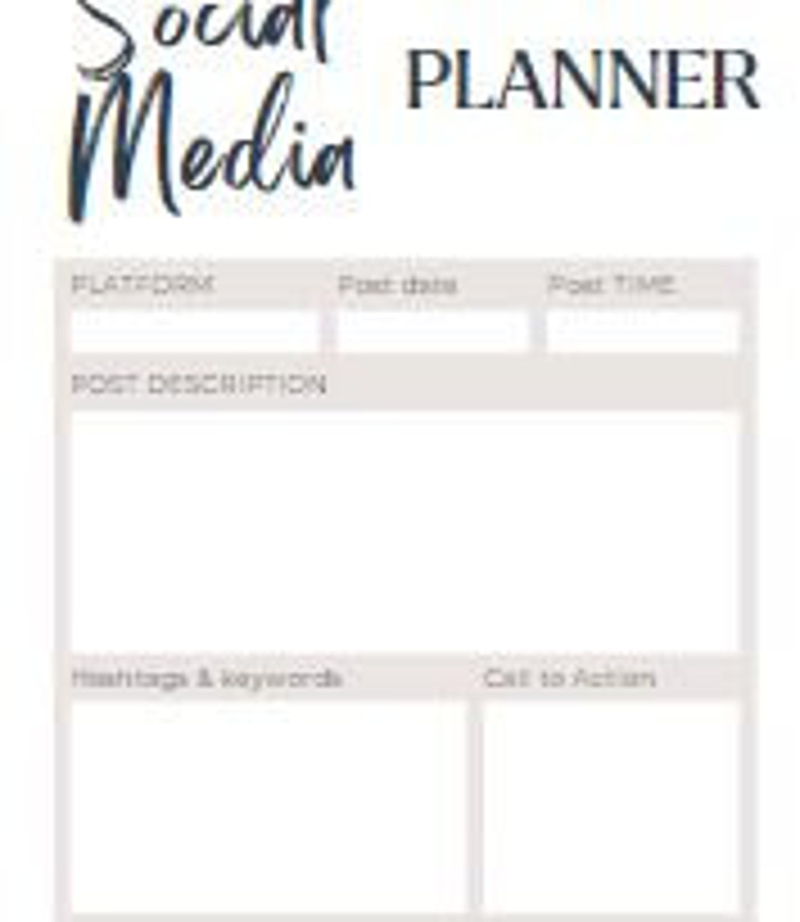Printable Social Media Planner; Social Media; Instagram; Facebook ...