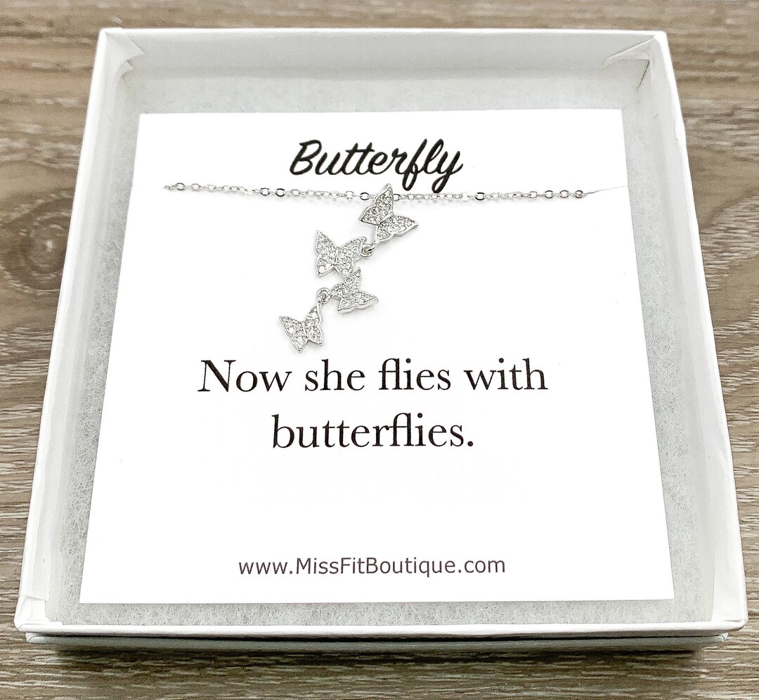Multi Butterflies Necklace She Flies With Butterflies Quote - Etsy