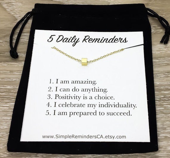 Daily Reminders Gift Tiny Cube Necklace Jewelry with | Etsy