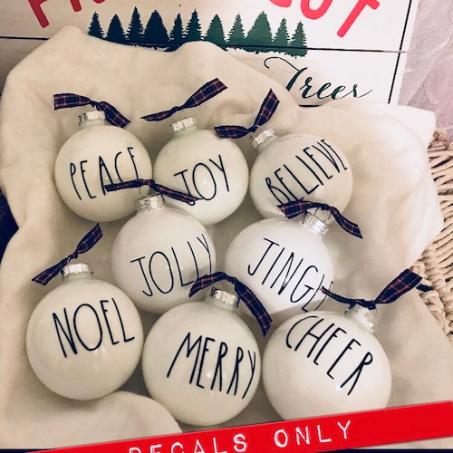 Rae Dunn Inspired Christmas Vinyl Ornament Decals Decals - Etsy