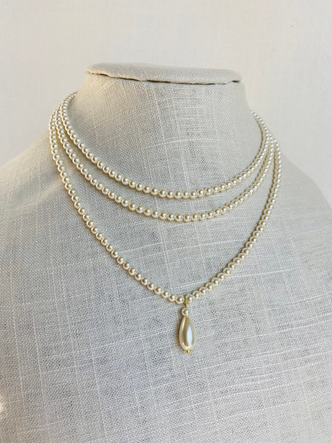 3 Layer Pearl Necklace Multi Strand Pearl Necklace 3 Row - Etsy