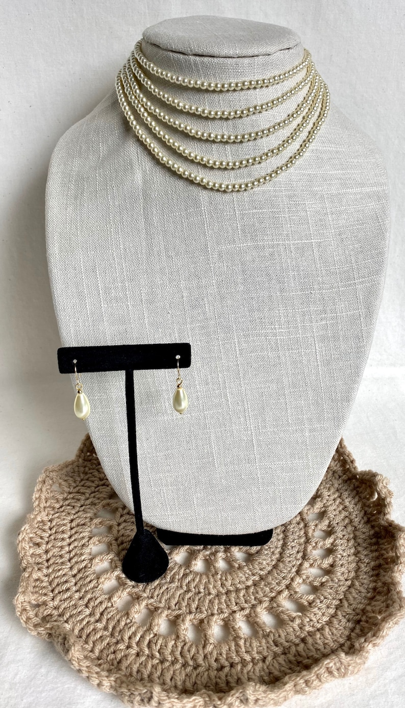 5 Strand Pearl Necklace, Multi Strand Pearl Choker Necklace, 5 Layer ...