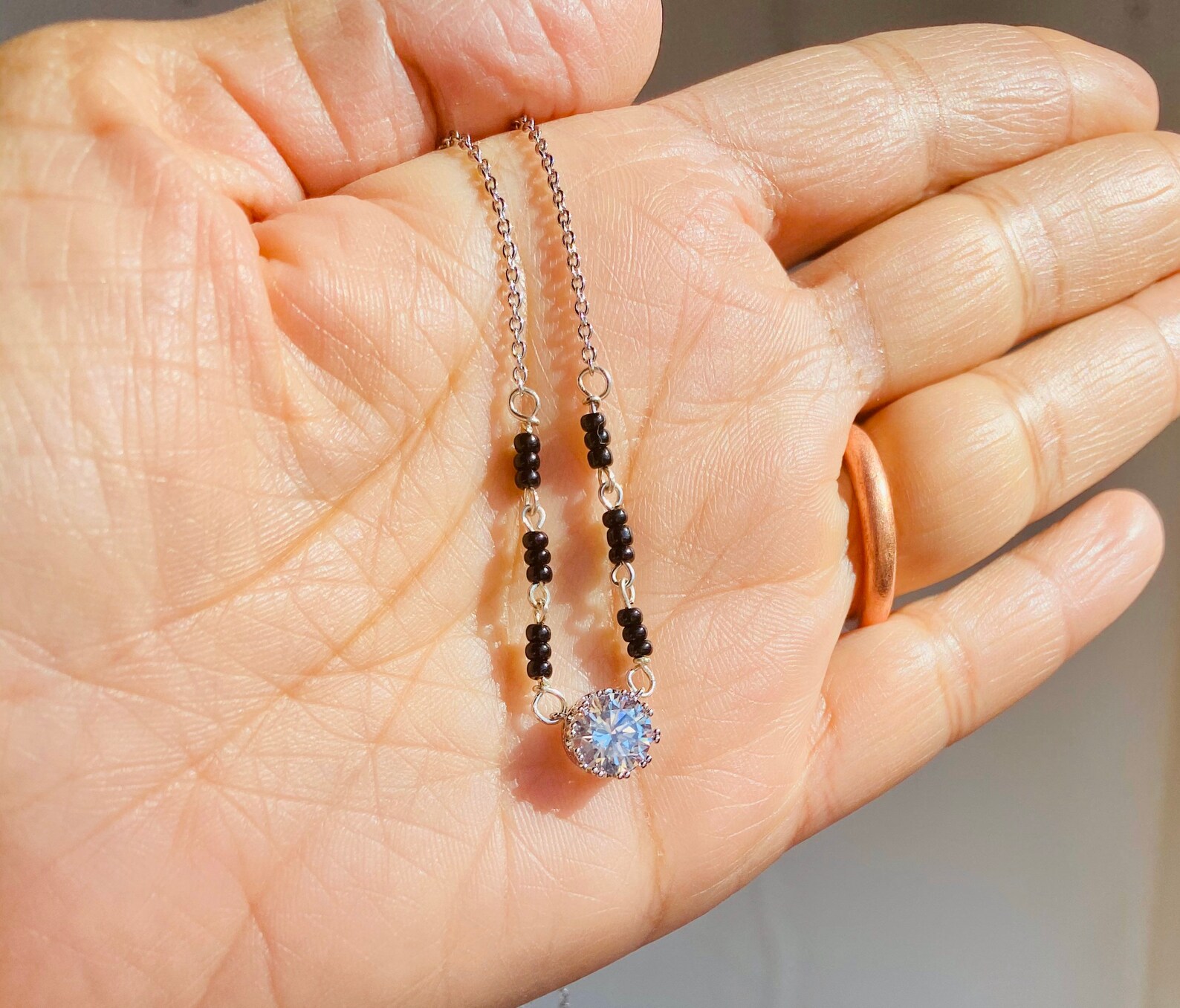 Solitaire Mangalsutra Single Stone Mangalsutra Silver Tone | Etsy