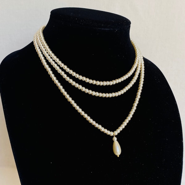 3 Row Pearl Necklace - Etsy