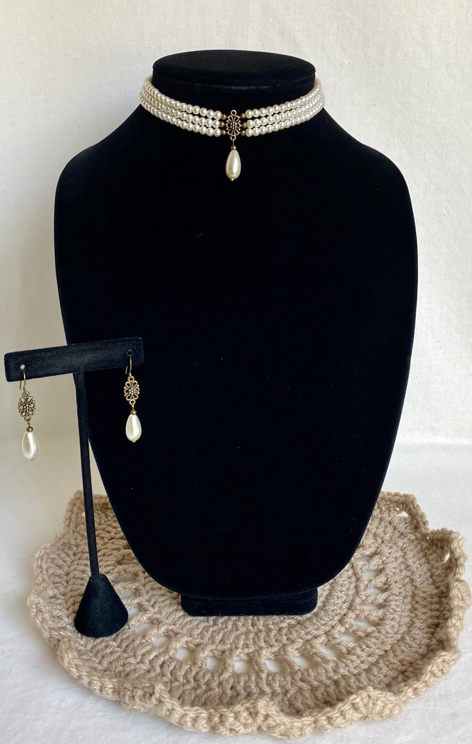 3 Strand Pearl Choker, 3 Layer Custom Choker, Pearl Choker Multi Strand ...