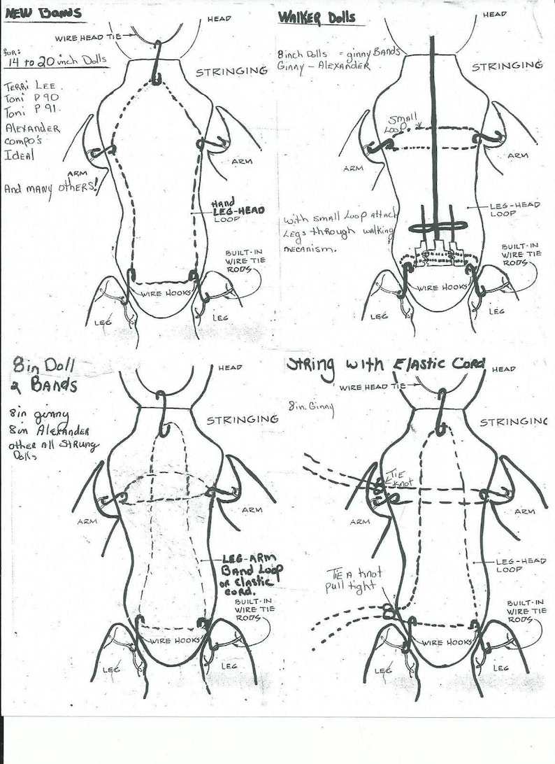 Set # 6 DOLL REPAIR 20 Rubber Bands Restringing 8" Dolls Arms and ...