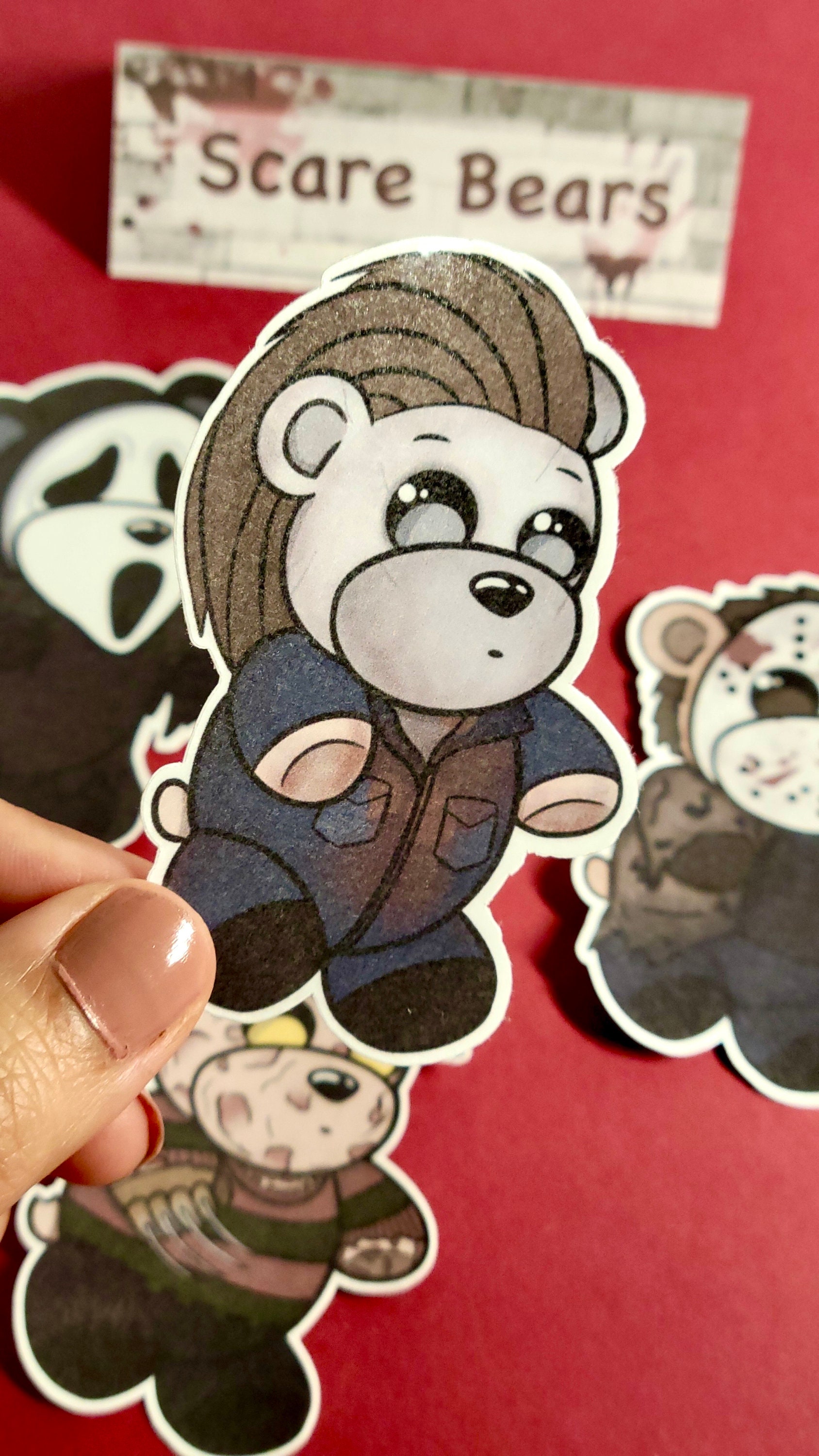 4 Scare Bear Slasher Sticker Pack, Horror, Teddy Bear Stickers, Scary ...