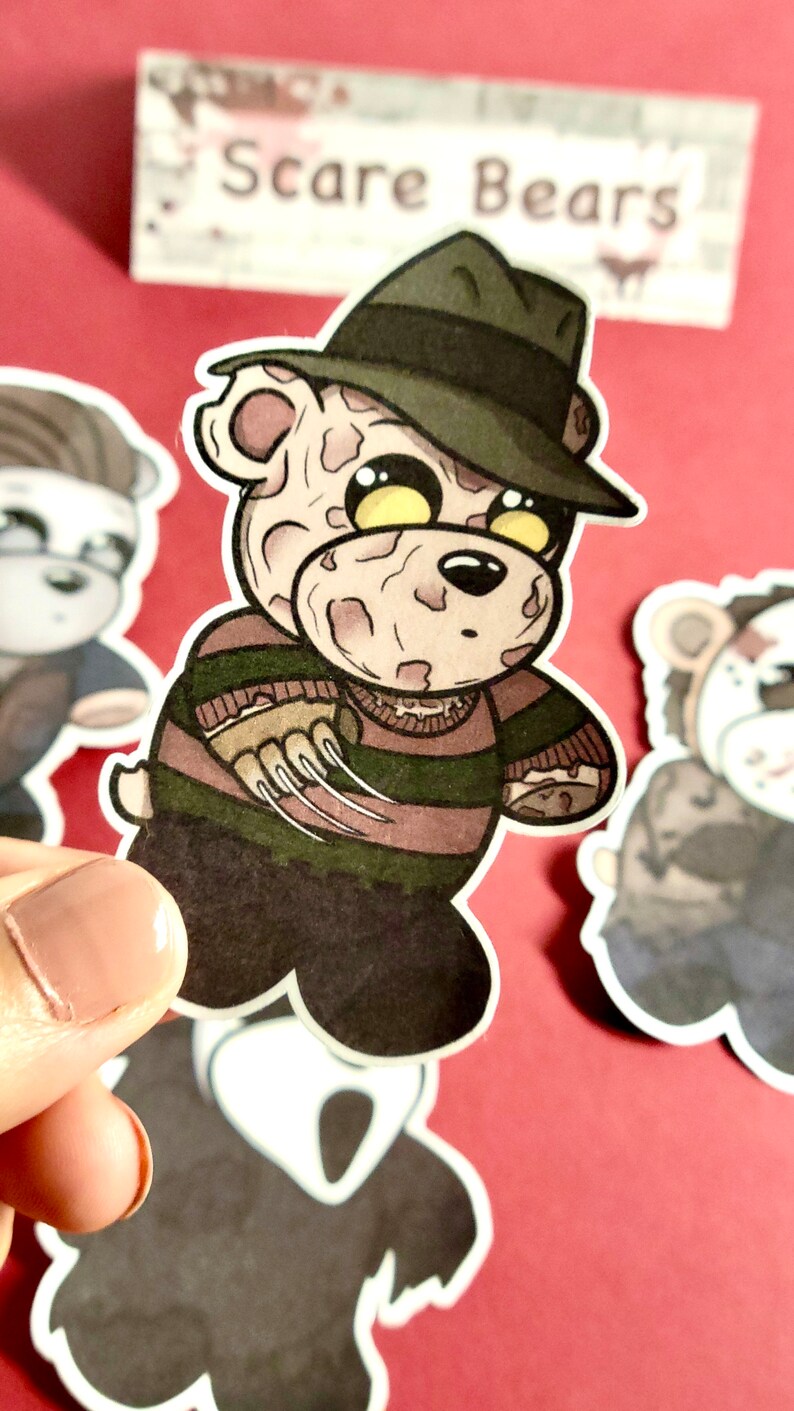 4 Scare Bear Slasher Sticker Pack, Horror, Teddy Bear Stickers, Scary ...