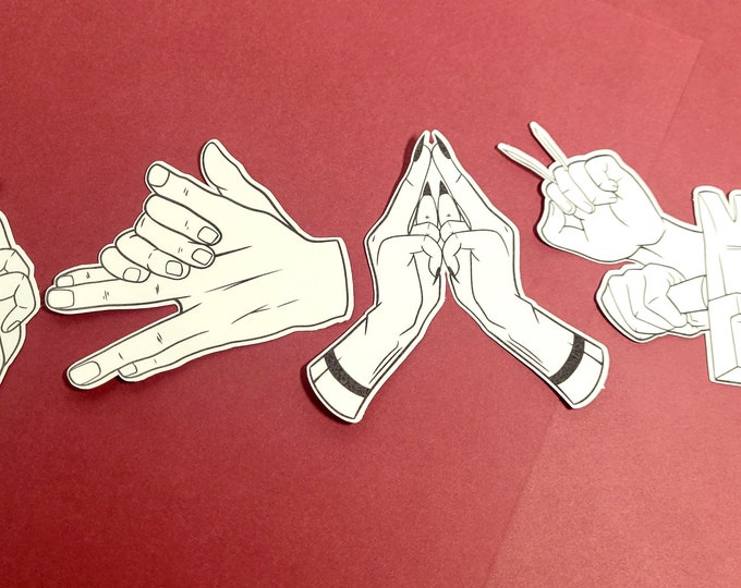 4 JJK Hand Signs Sticker Pack, Jujutsu Kaisen, Anime, Hands, Vinyl ...