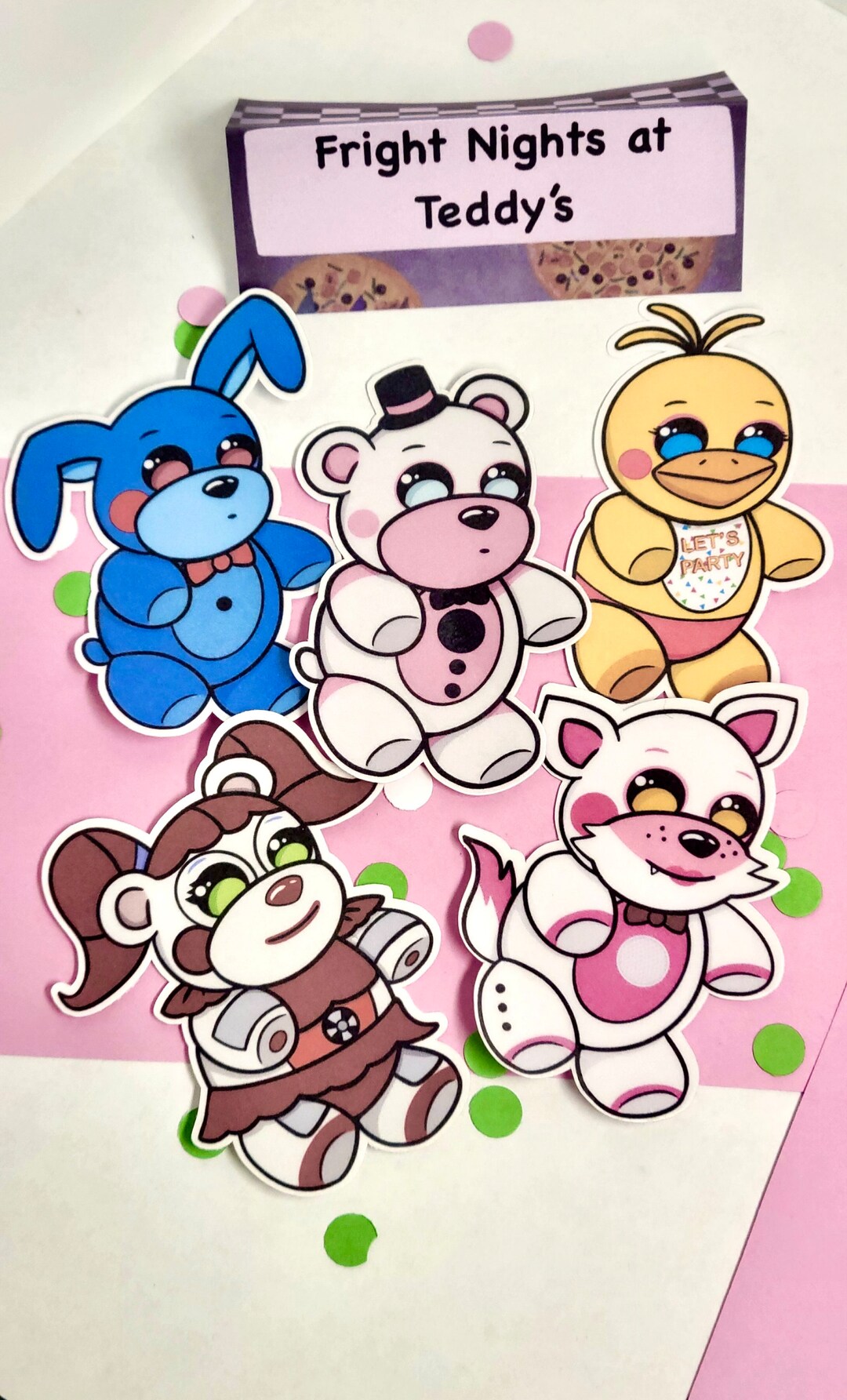 5 Fright Nights at Teddys Sister Location Sticker Pack, Teddy Bear ...