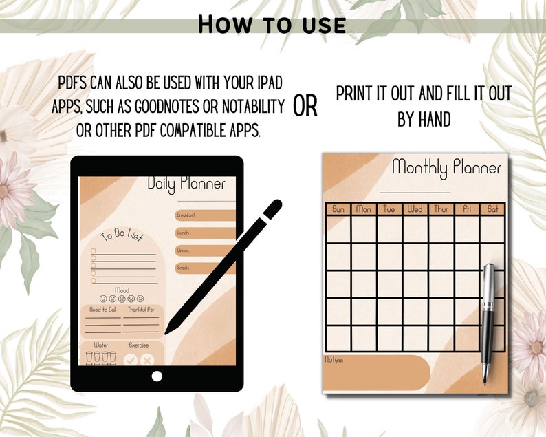 Wave Daily Planner, Weekly Planner, Monthly Planner, Printable Planner ...