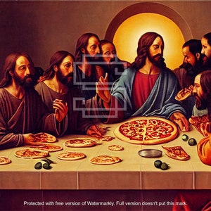 The Last Supper With Pizza Oil Painting - One of a Kind Original Art ...