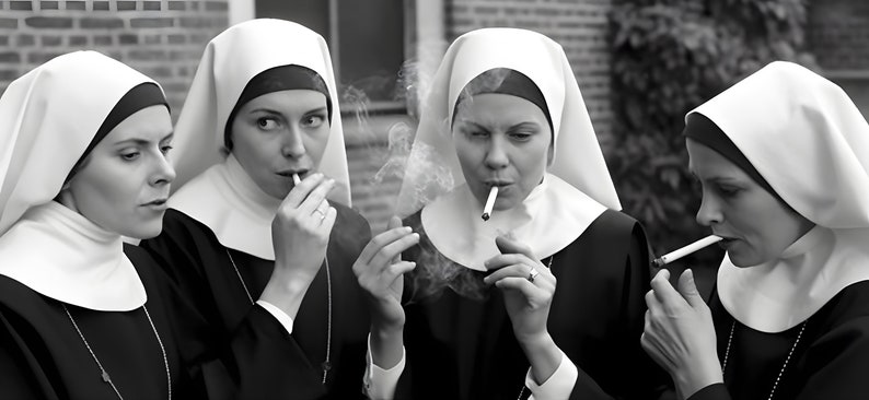 Nuns Smoking, Black and White Photography Art, Vintage Wall Art, Funny ...