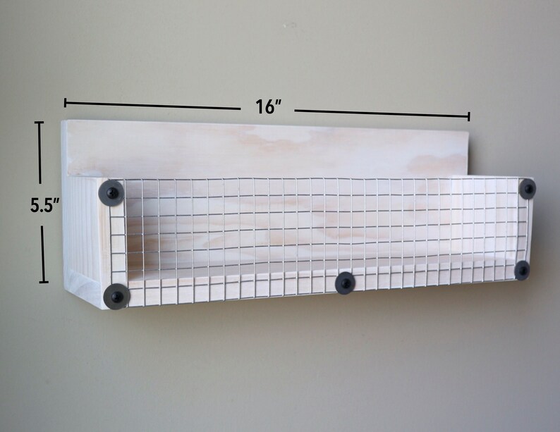 White Shelf Wood Box With Wire Ledge Farmhouse Style Hanging | Etsy