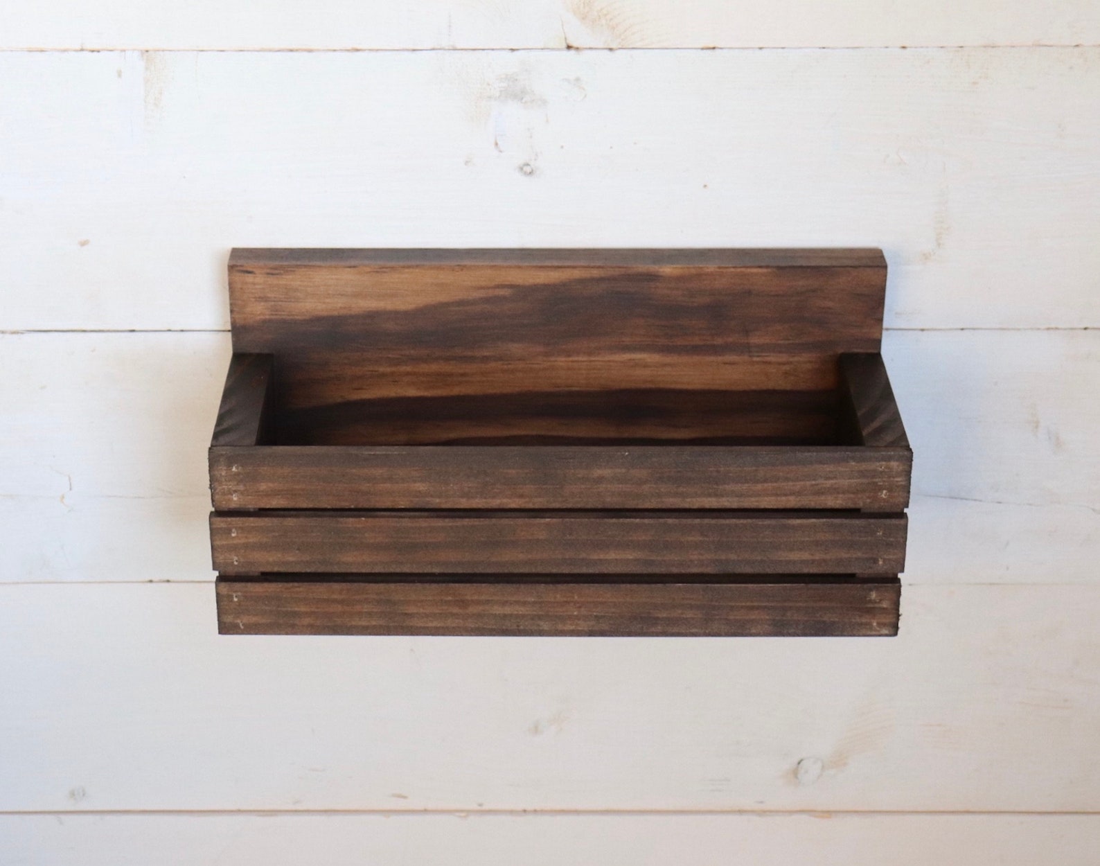 Rustic Brown Crate Shelf Small Wooden Shelf Wall Mount Wood - Etsy